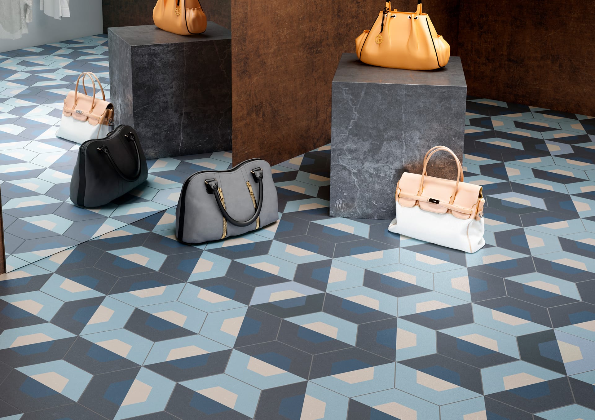 Blue porcelain tiles APAVISA